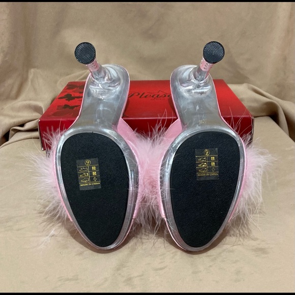 Pleaser | Shoes | New Pleaser Marabou Fur Rhinestone Heel Slide Mules ...